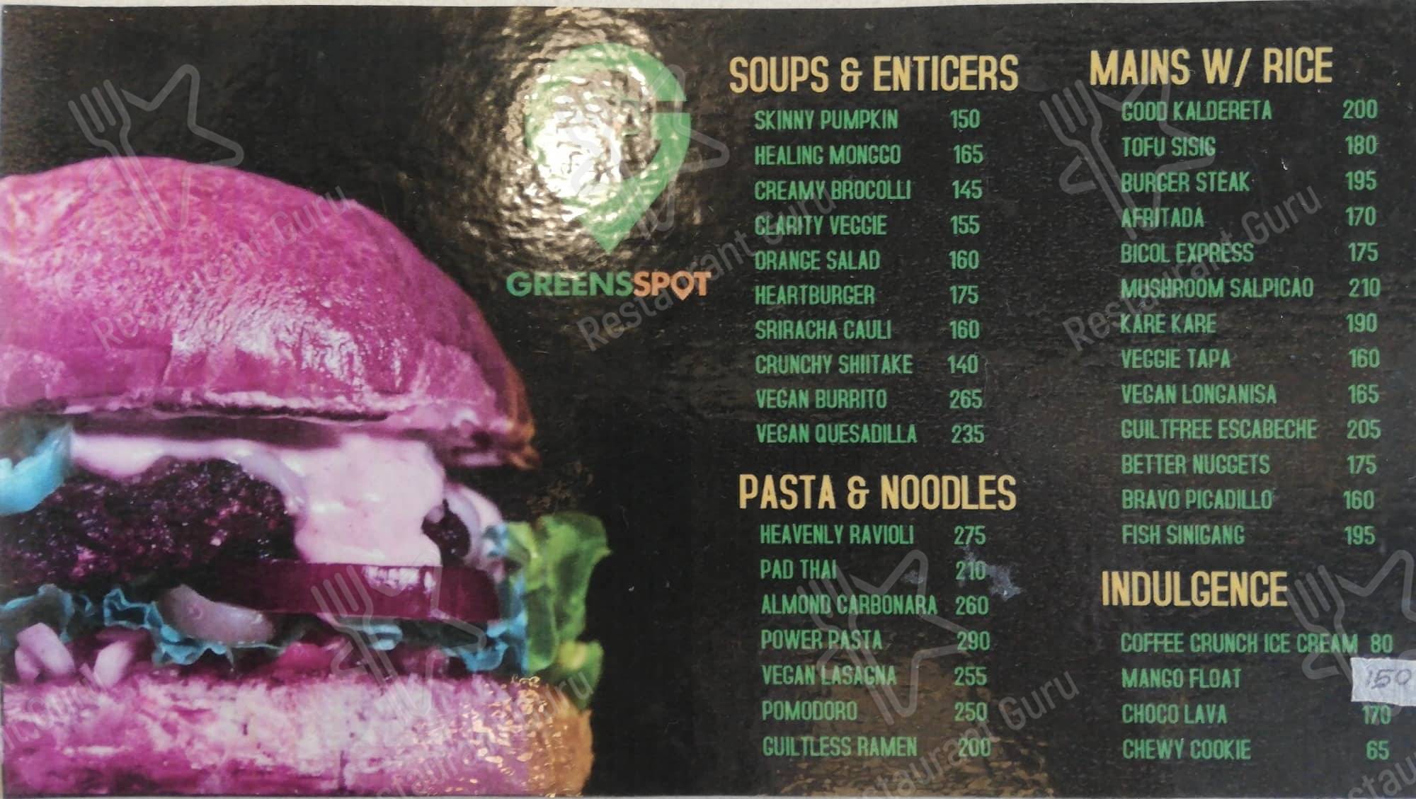 Carta de barbacoa Greens Spot, Ciudad Quezon