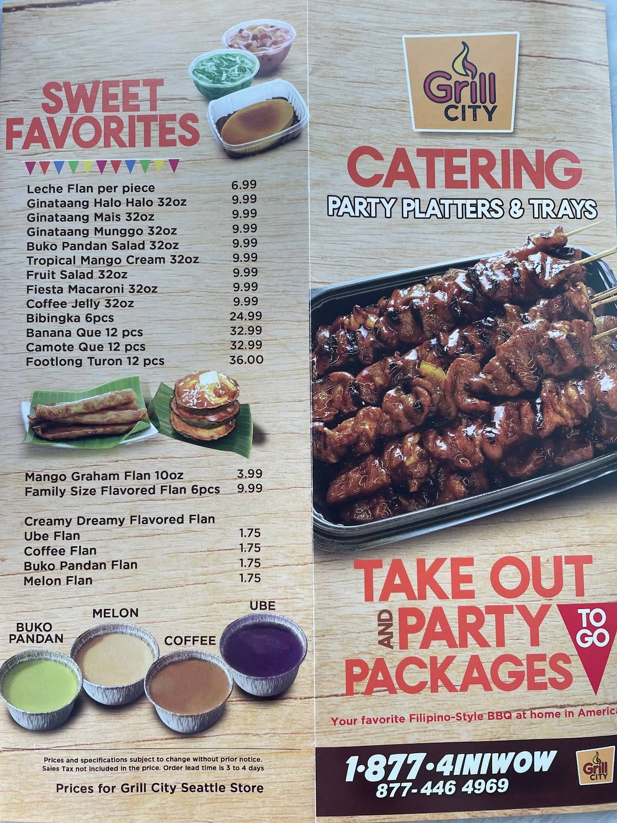 Menu at Grill City BBQ, Tukwila, Southcenter Mall
