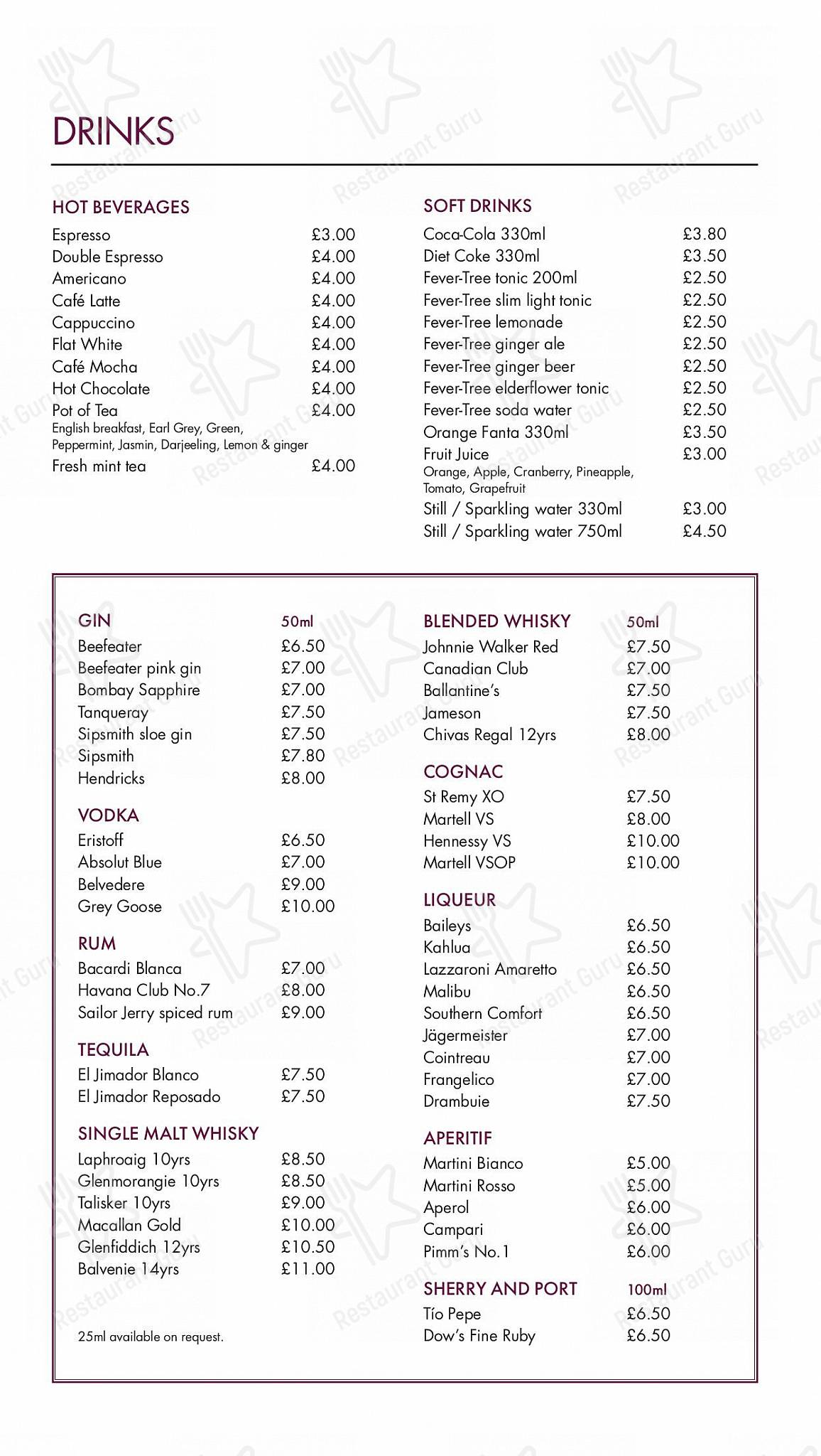 Menu at The Clermont London, Victoria restaurant, London, 101 ...