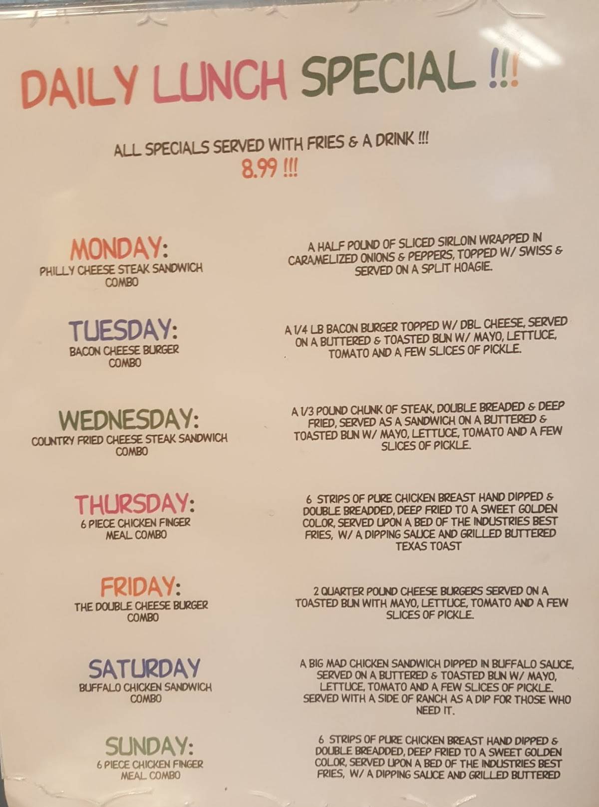 Menu at Grover's Fingers & Wings restaurant, Pensacola