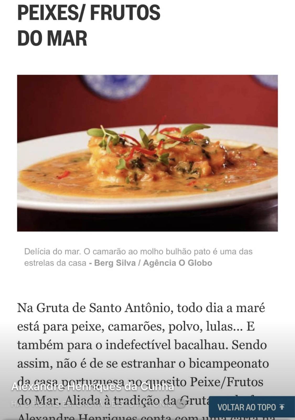 Menu em Gruta de Santo Antônio restaurante, Niterói