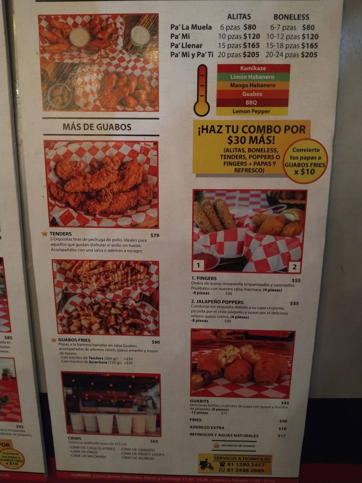 Carta del restaurante Guabos Foodtruck, Apodaca, Estardo Guajardo 408