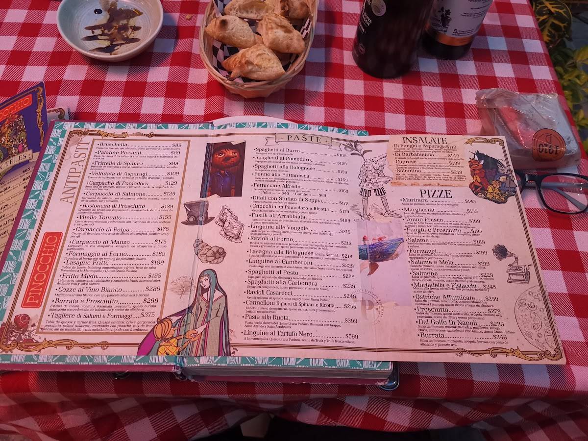 Carta del restaurante PINOCCHIO - Pedro Moreno, Guadalajara