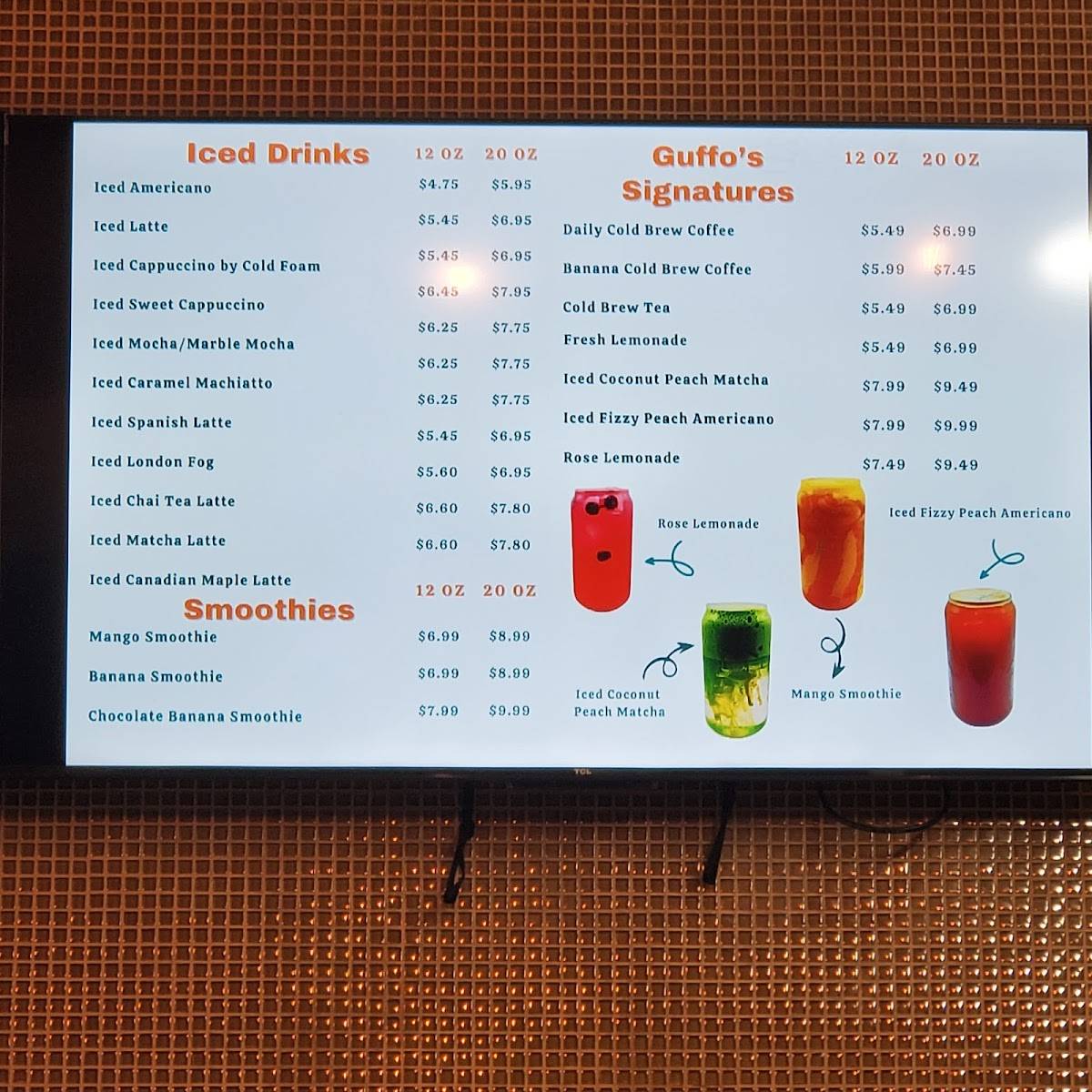 Menu at Guffo Café, Vancouver