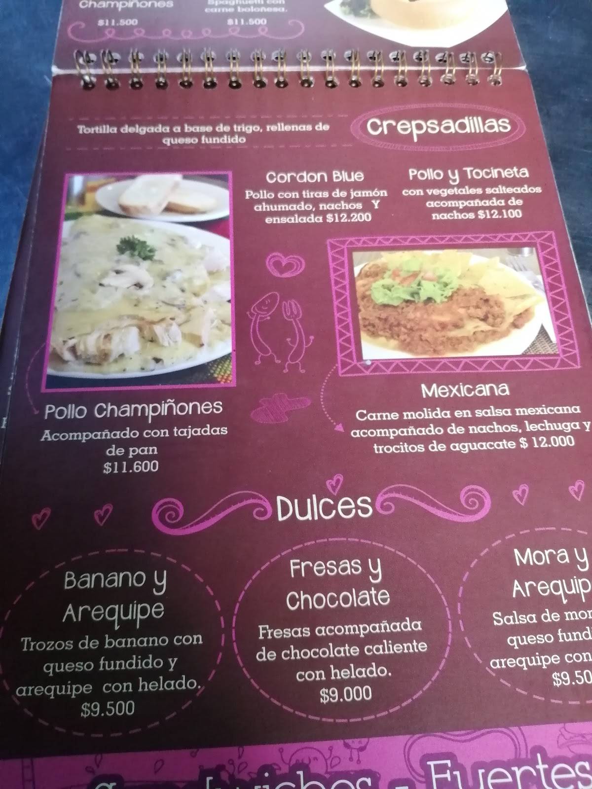 Carta del café Panaderia Gurus, Bogotá