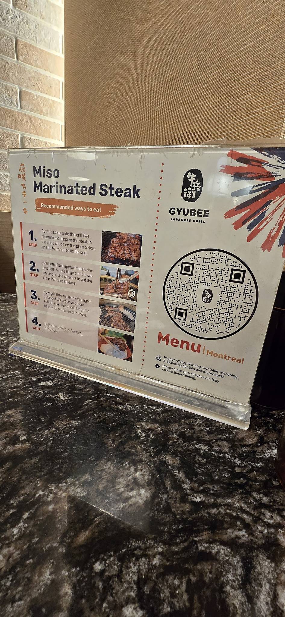 Menu au Gyubee Grillades Japonaises BBQ, Montréal