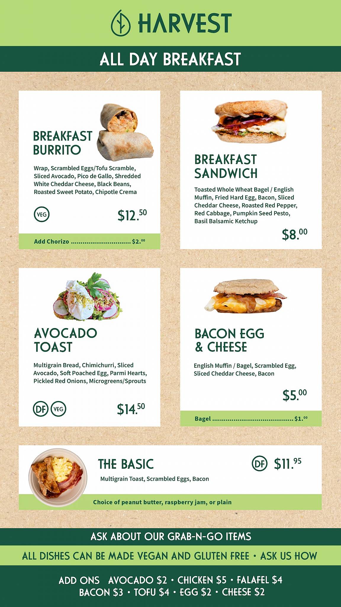 Menu at HARVEST Clean Eats (Downtown Dartmouth) restaurant, Dartmouth