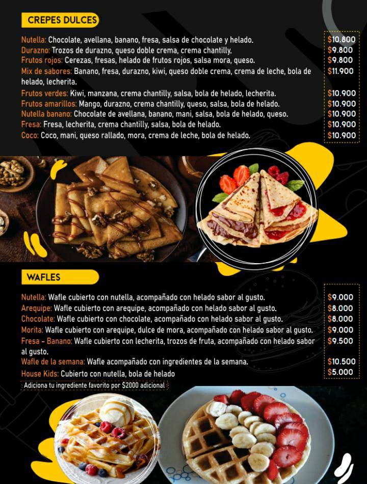 Carta del restaurante HOUSE CREPES, Bogotá, Cra. 18 ##83