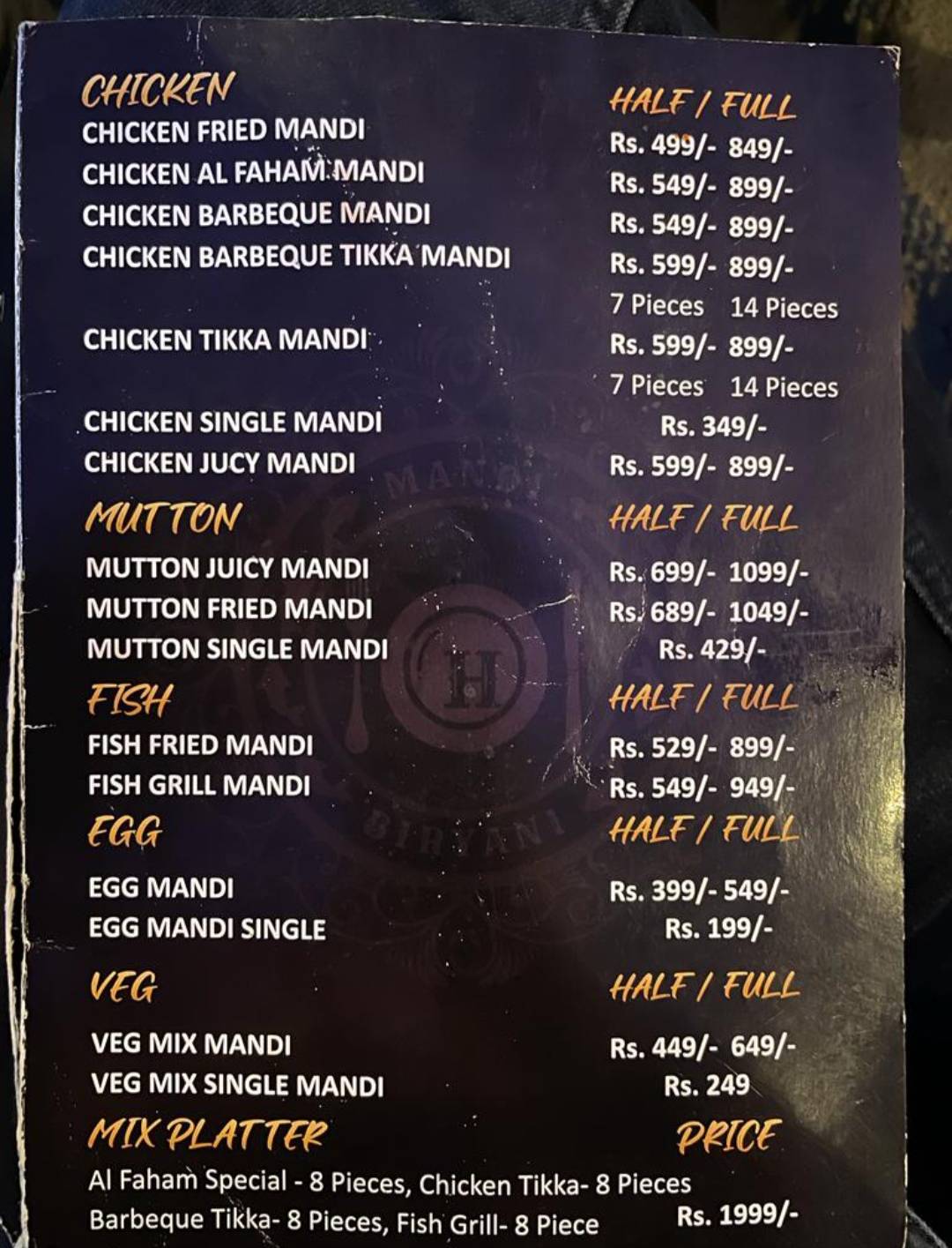 Menu at Habibi Mandi Restaurant Nallagandla, Hyderabad