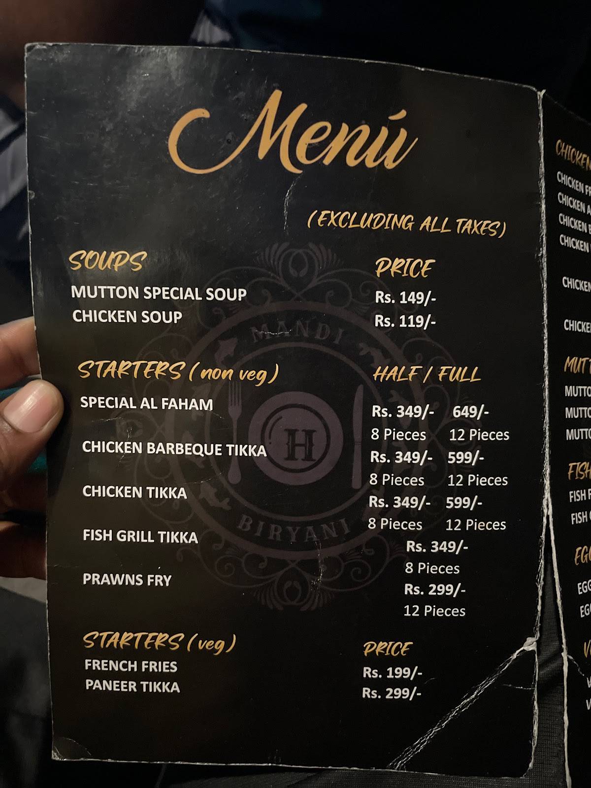 Menu at Habibi Mandi Restaurant Nallagandla, Hyderabad