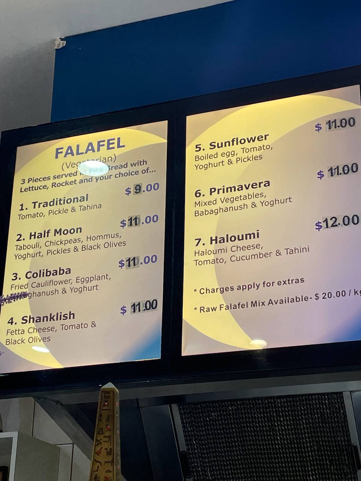 Menu at Half Moon Cafe, Coburg