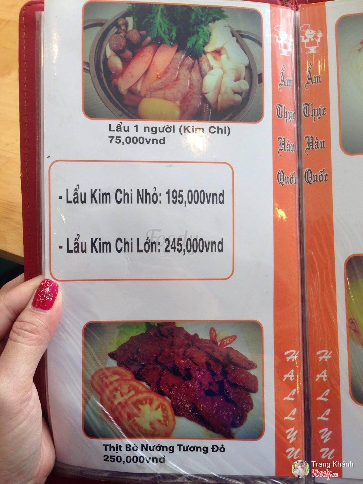 Carta de Hallyu Korean Fast Food, Ciudad Ho Chi Minh (Saigón), 125 Trần ...