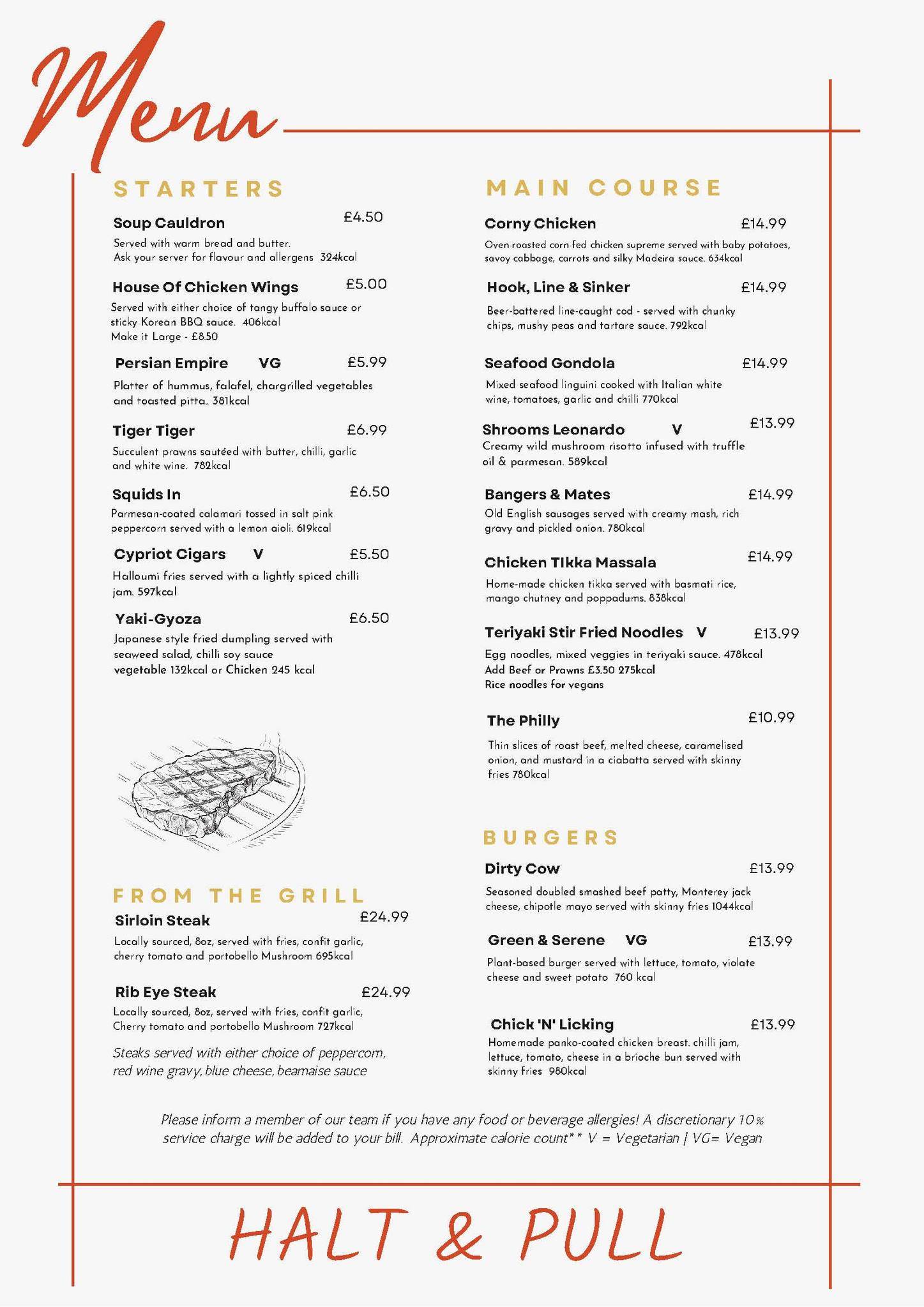 Menu at Halt & Pull pub & bar, Redhill