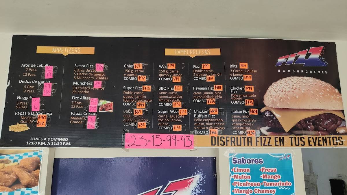 Carta del restaurante Fizz Hamburguesas, San Nicolás del los Garza
