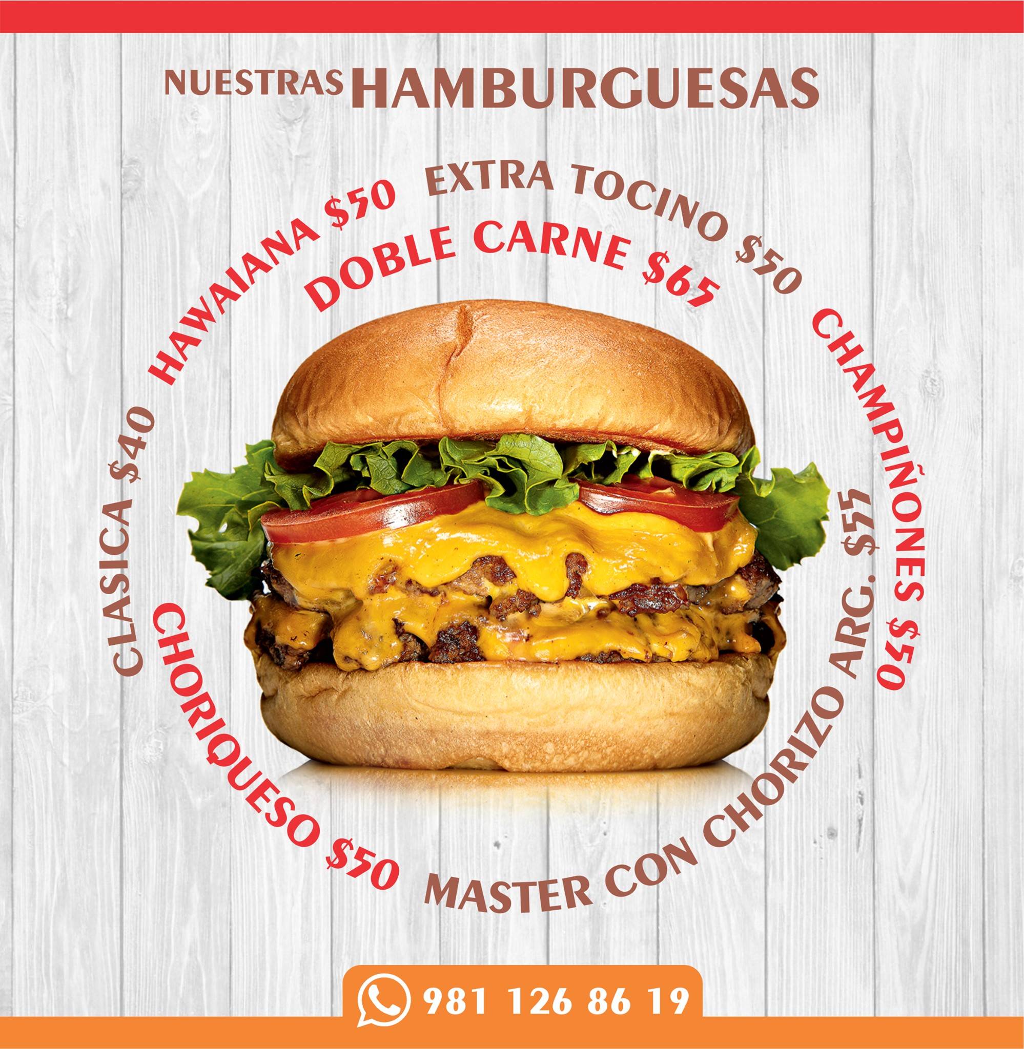 Carta del restaurante Hammer Burger, Campeche