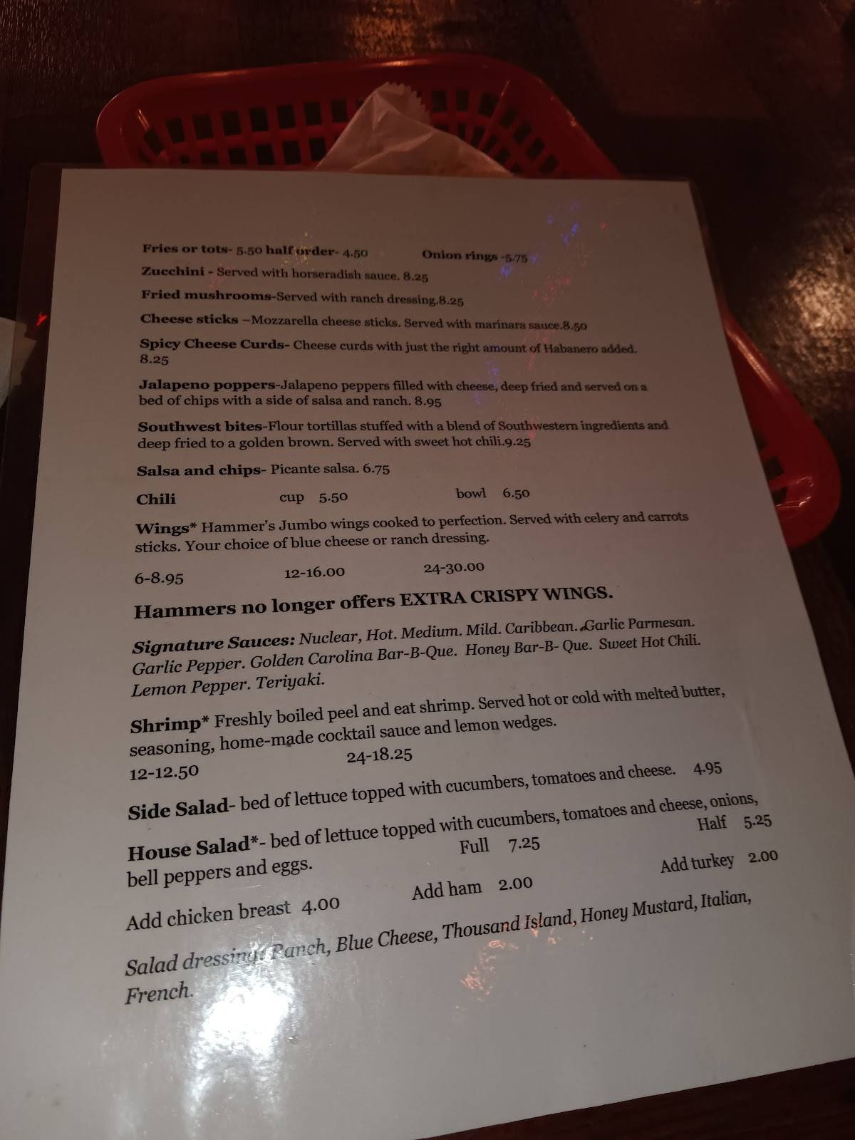 Menu at Hammer's Goodtime Emporium pub & bar, Atlanta