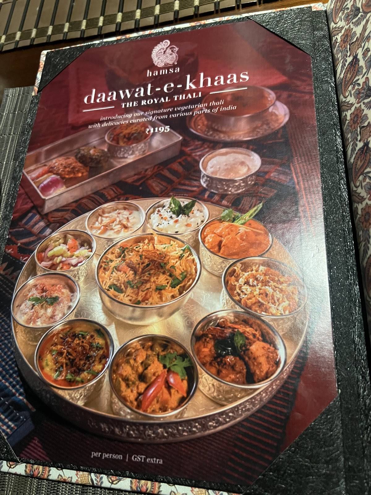 Menu at Hamsa, Chennai, New #40