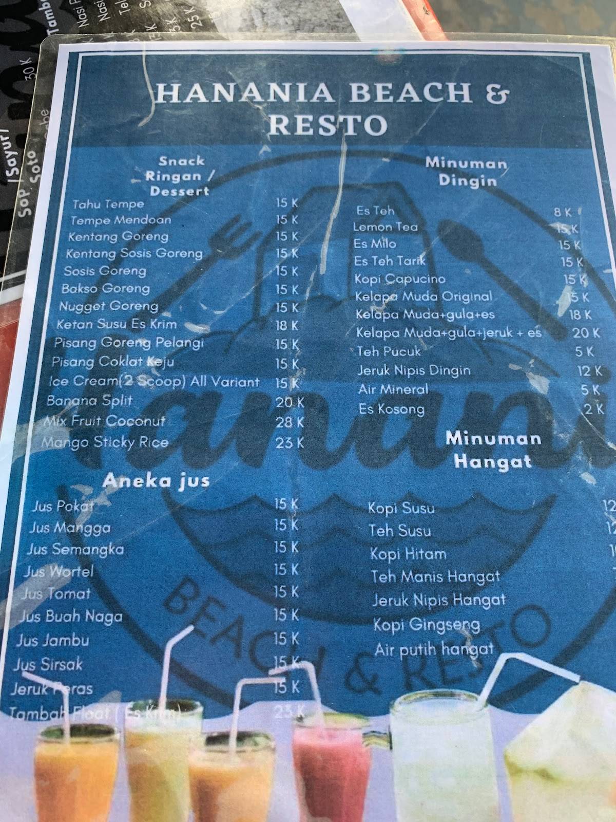 Menu at Hanania Beach and Resto restaurant, Dumai