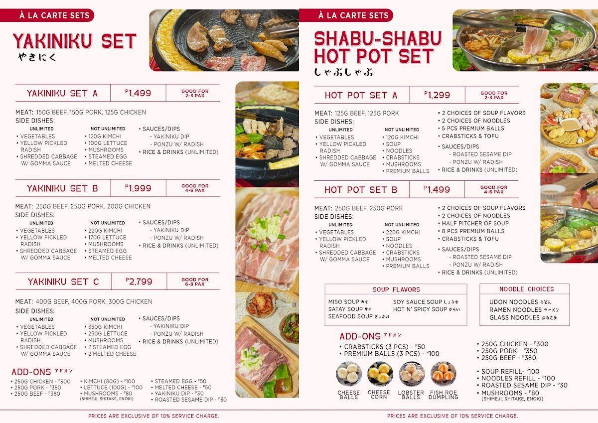 Menu at Hanasaku Jardin Hot Pot and Grill restaurant, Binangonan
