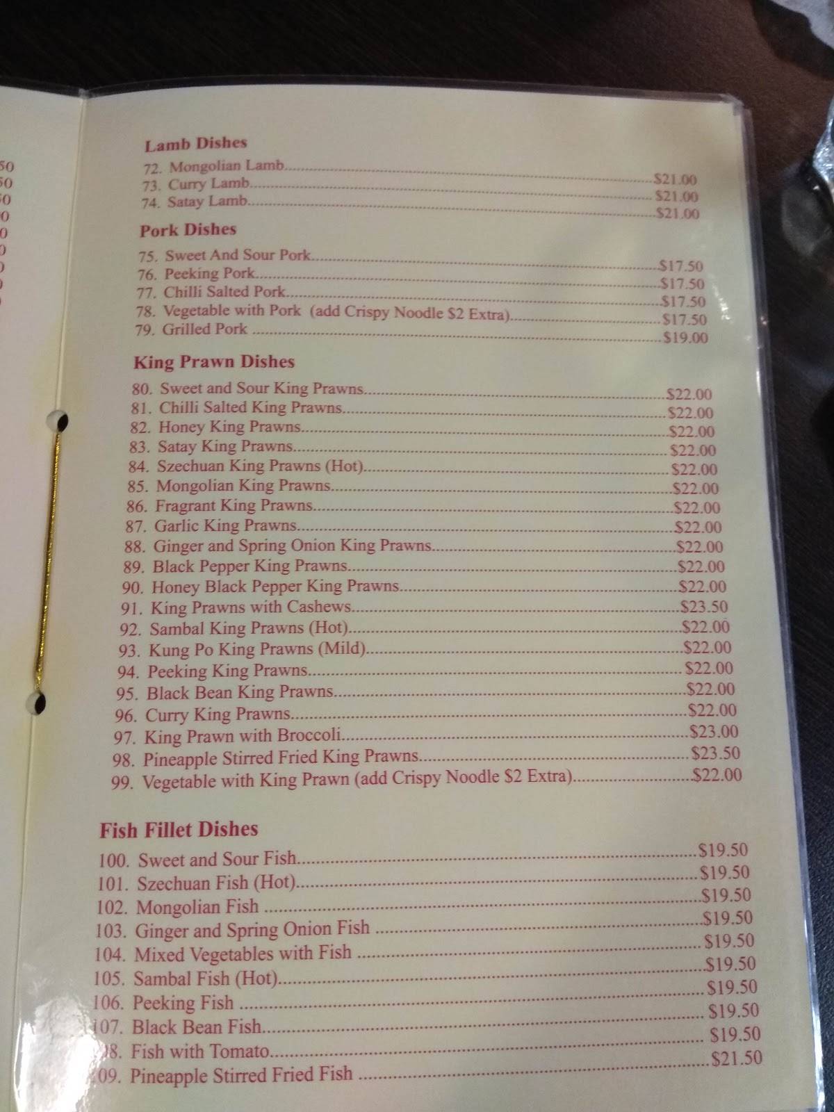 Menu at Happy Chinese Restaurant, South Yunderup