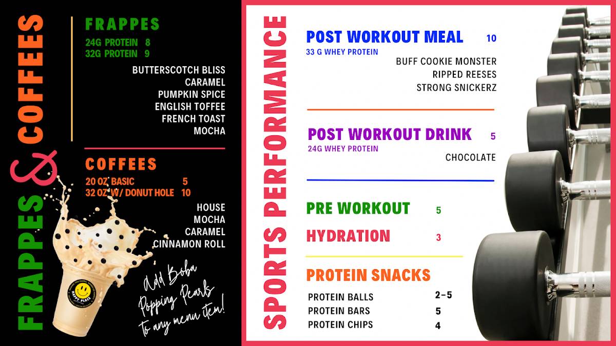Menu at Happy Place Nutrition cafe, Topeka