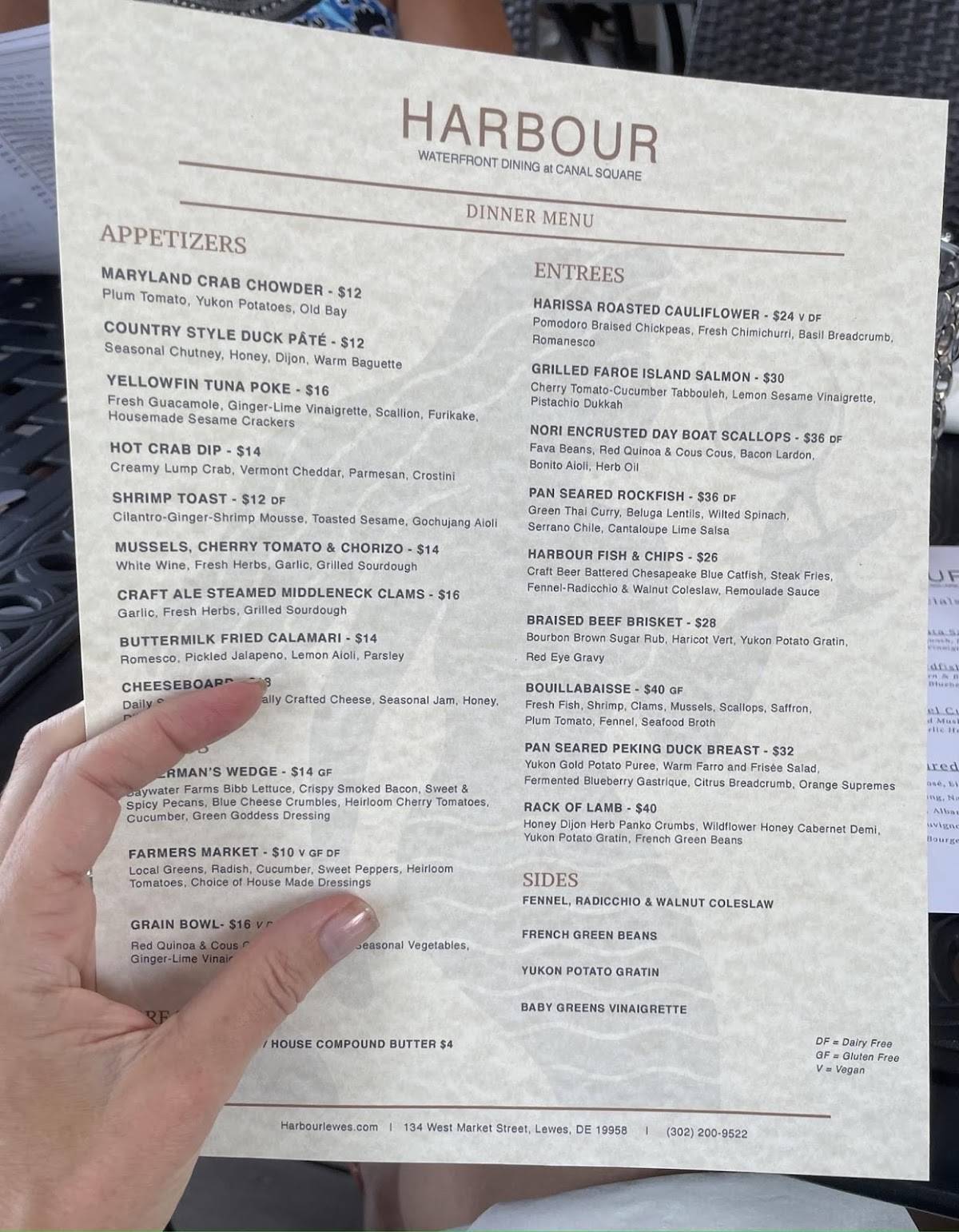 Menu at Harbour Restaurant at Canal Square, Lewes