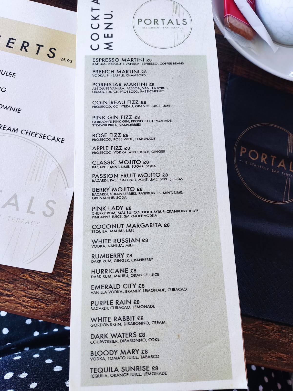 Menu at Portals Hartlepool pub & bar, Hartlepool, Neptune House