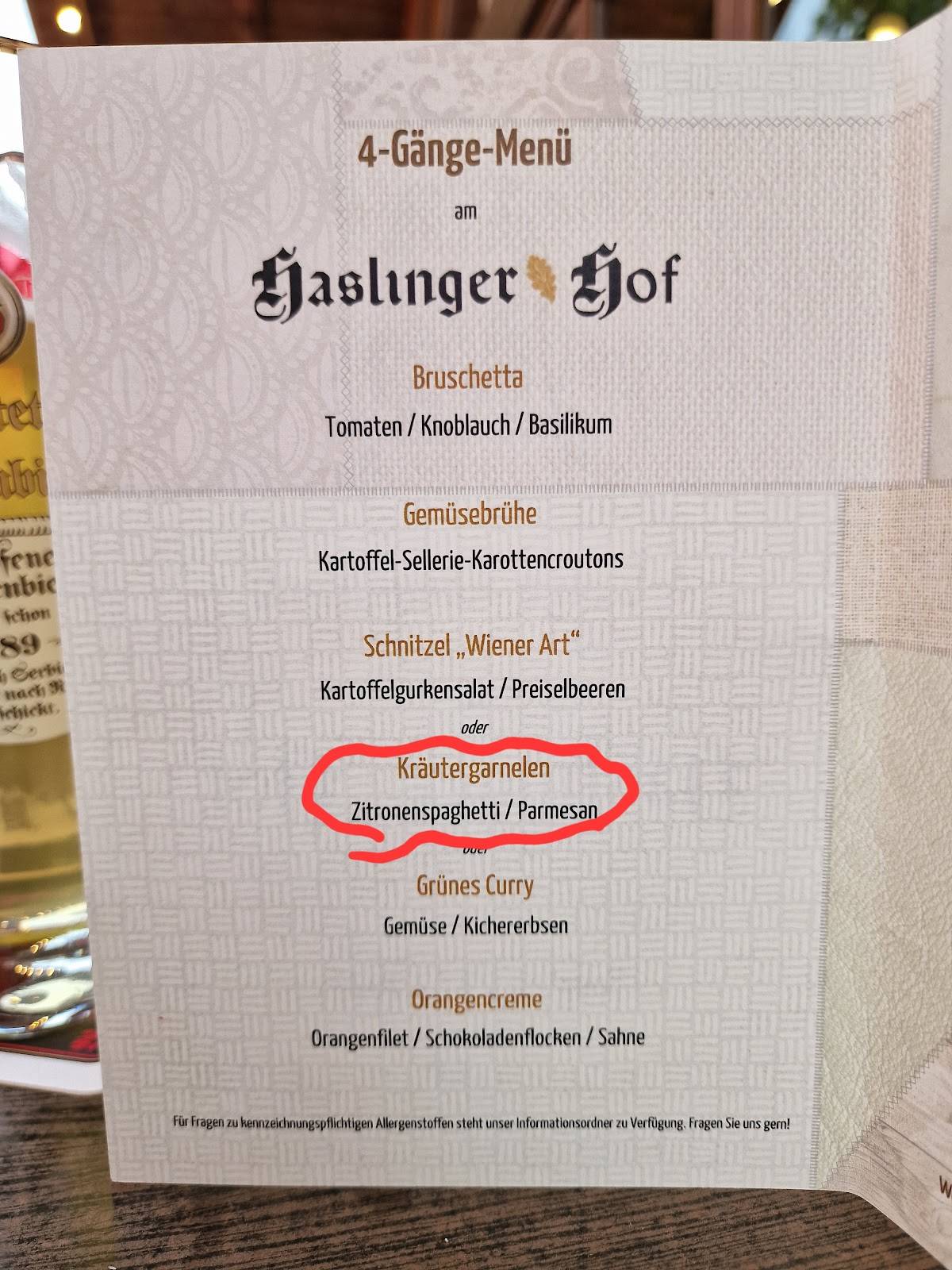 Speisekarte von Haslinger Hof - Erlebnispark club, Kirchham