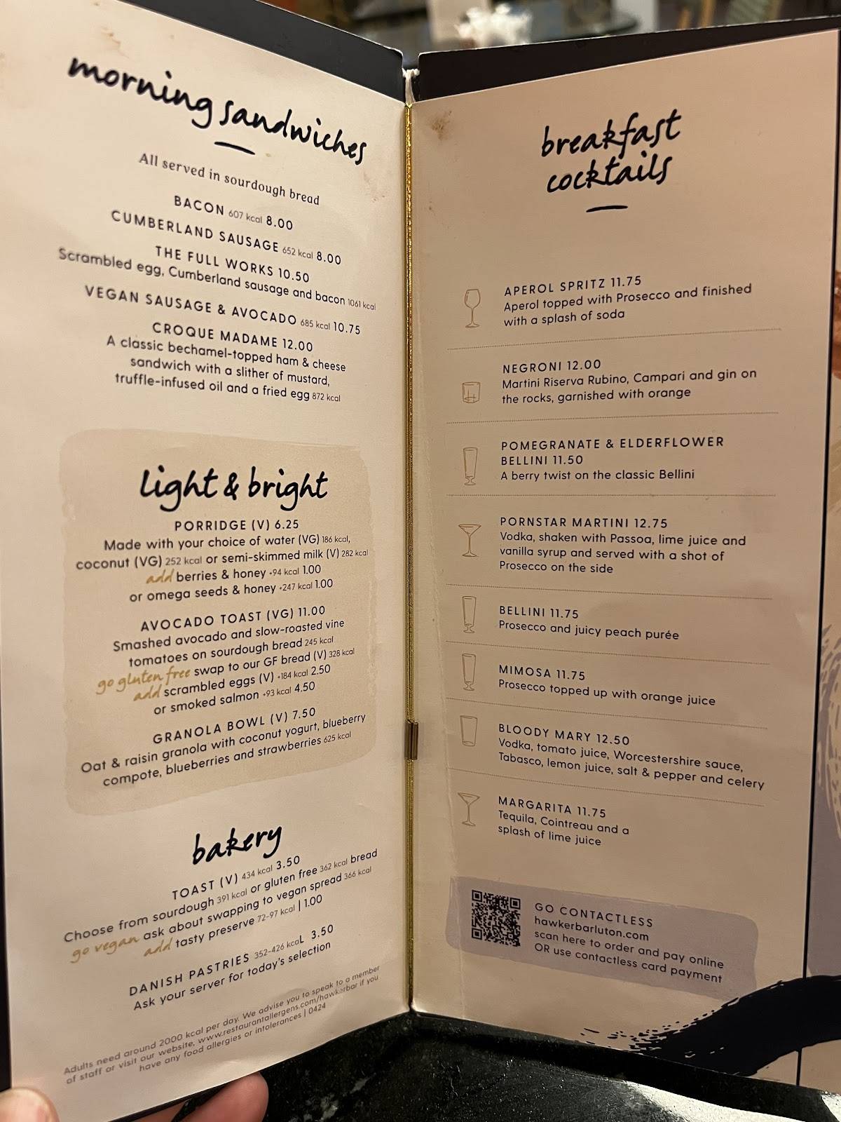 Menu at Hawker Bar - Luton Airport, Luton