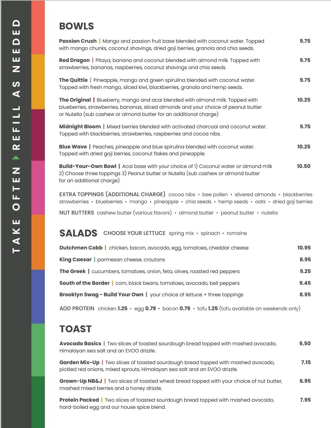 Menu at Health Check Juice Bar, Annville