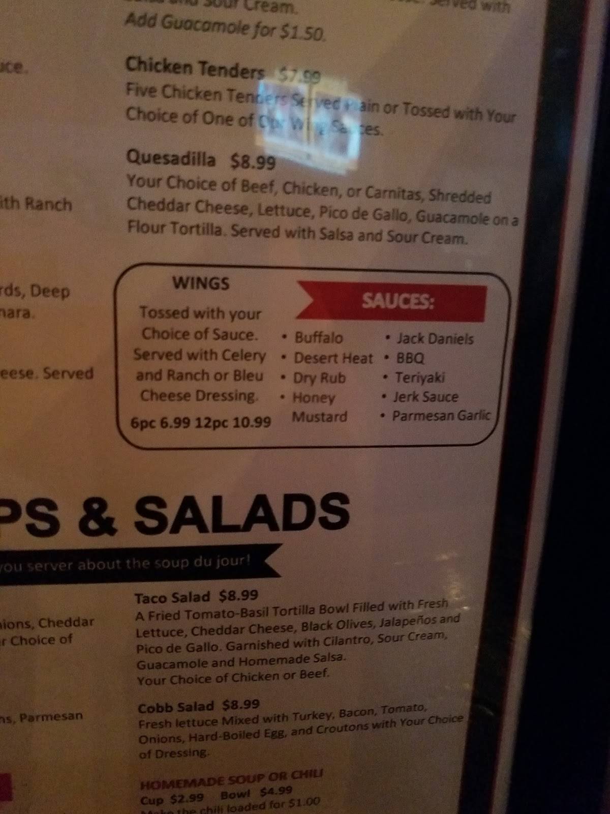 Menu at Heartbreakers pub & bar, Chippewa Falls