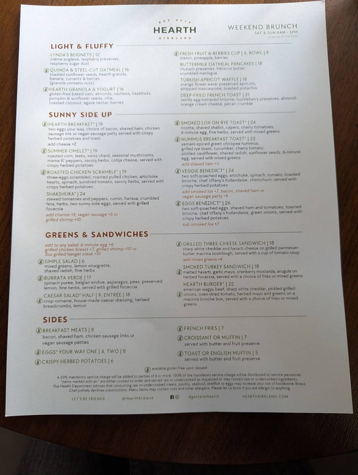 Menu at Hearth pub & bar, Kirkland
