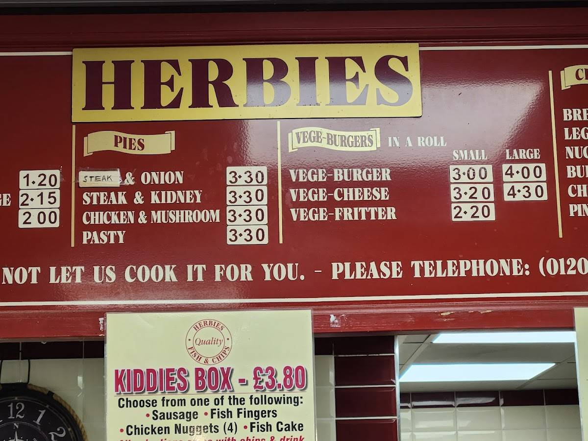Menu at Herbies Fish & Chips fast food, Ferndown, 165-167 New Rd
