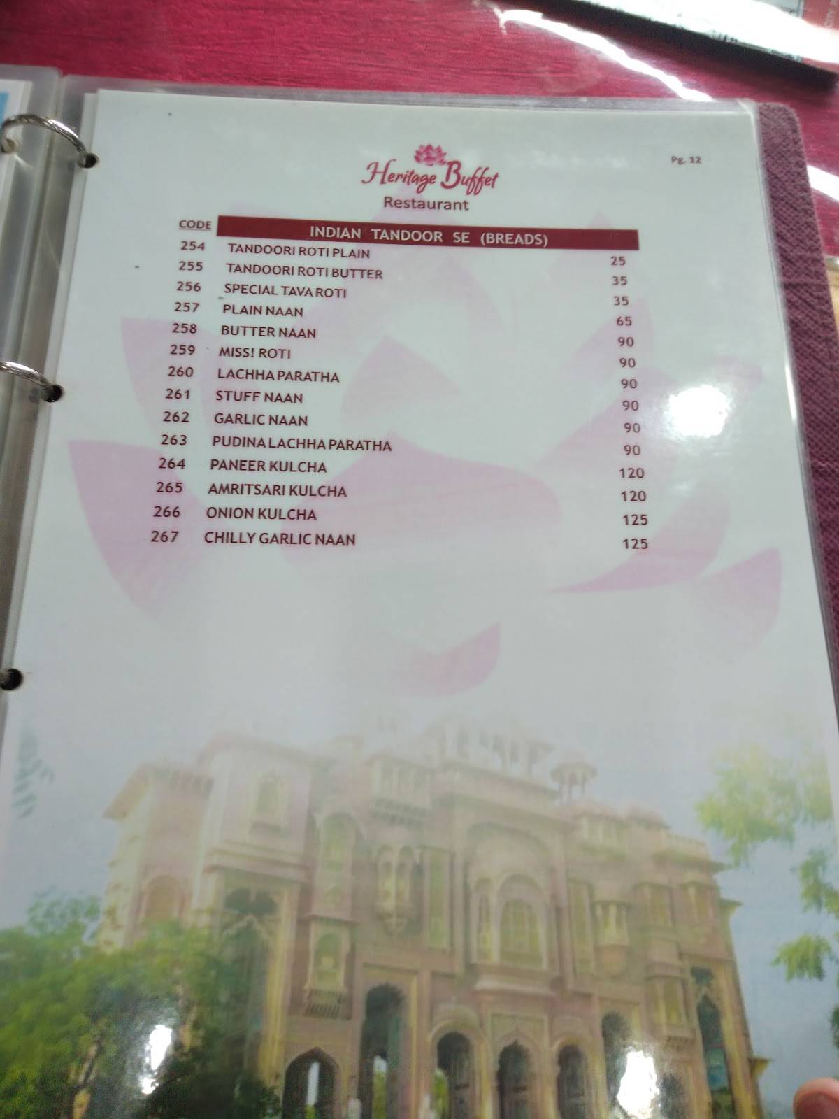 Menu at Heritage Buffet Restaurant Dal Baati Choorma - Rajasthani Thali ...