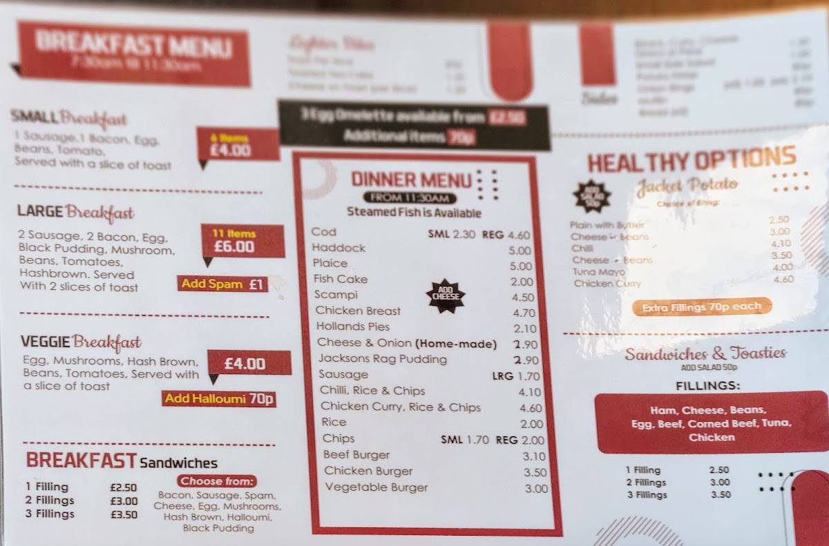 Menu at Heywood Fish Bar, Heywood