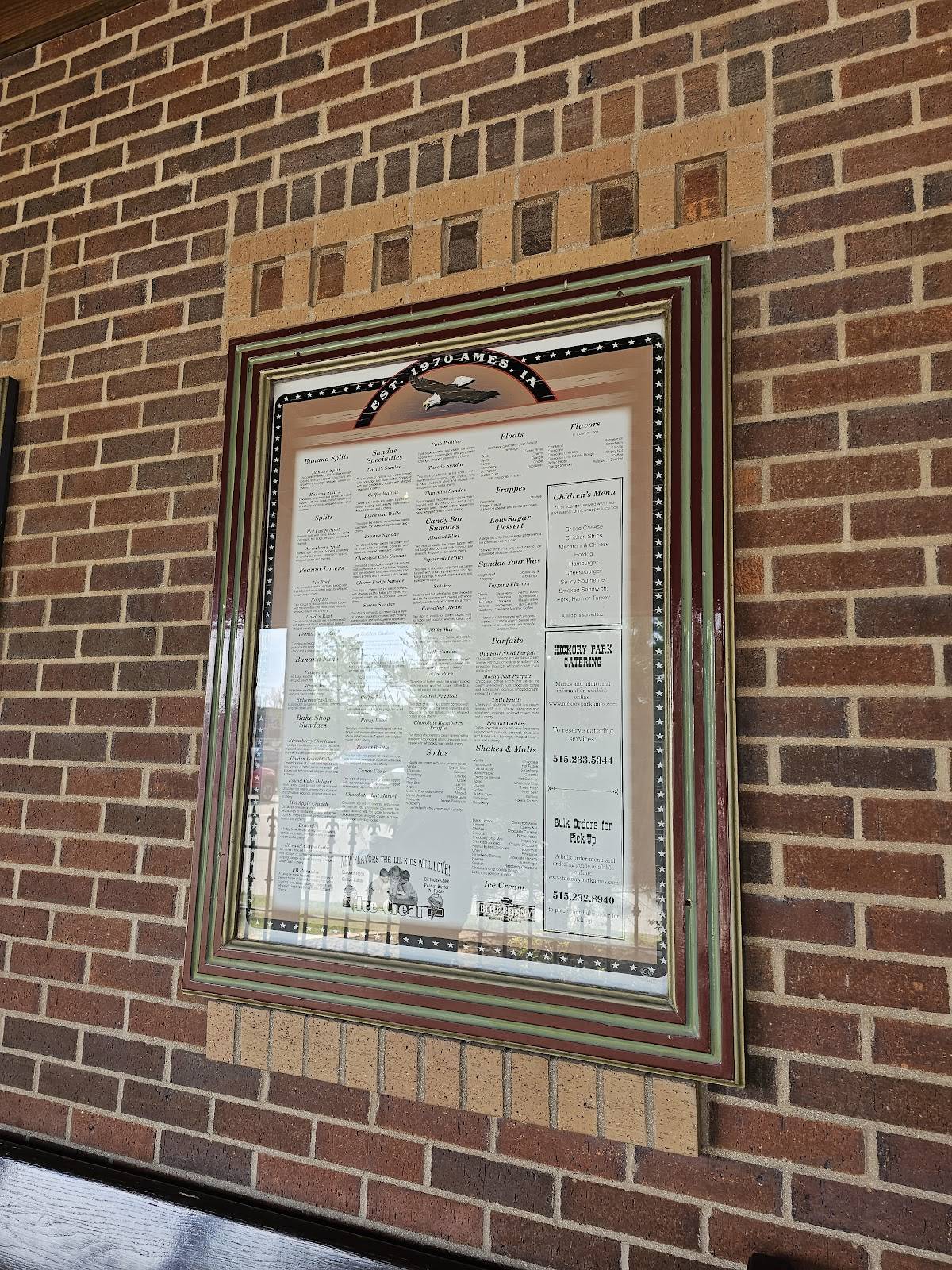 Menu at Hickory Park restaurant, Ames