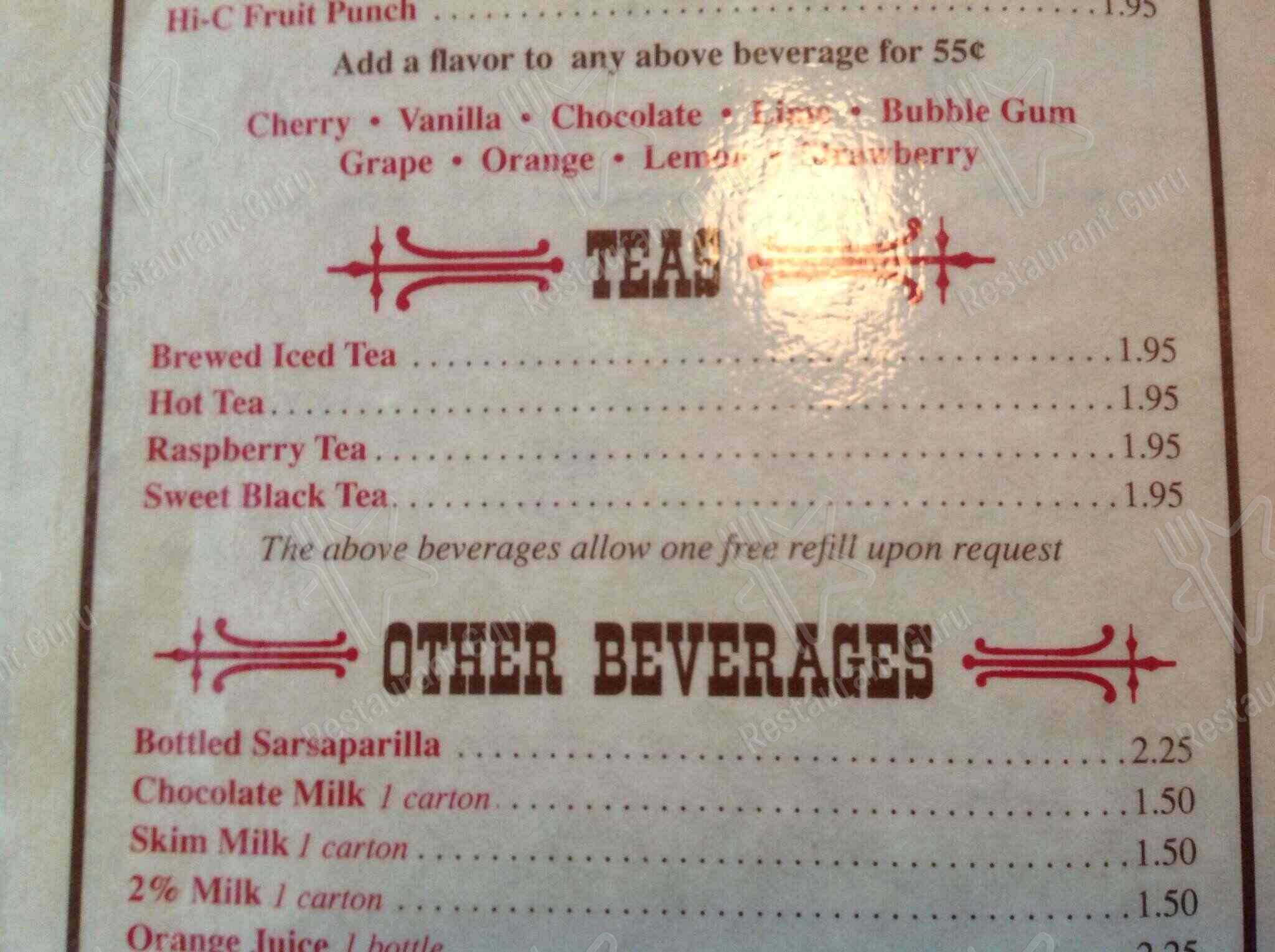 Menu at Hickory Park restaurant, Ames