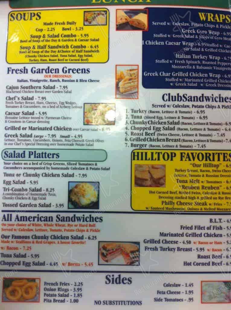Menu at Hilltop Cafe, New Port Richey