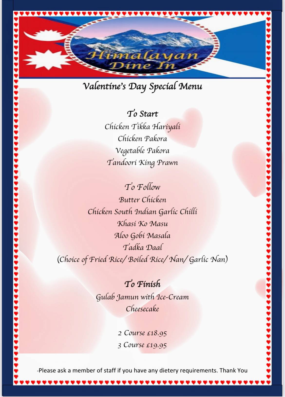Menu at Himalayan Dine In restaurant, Airdrie