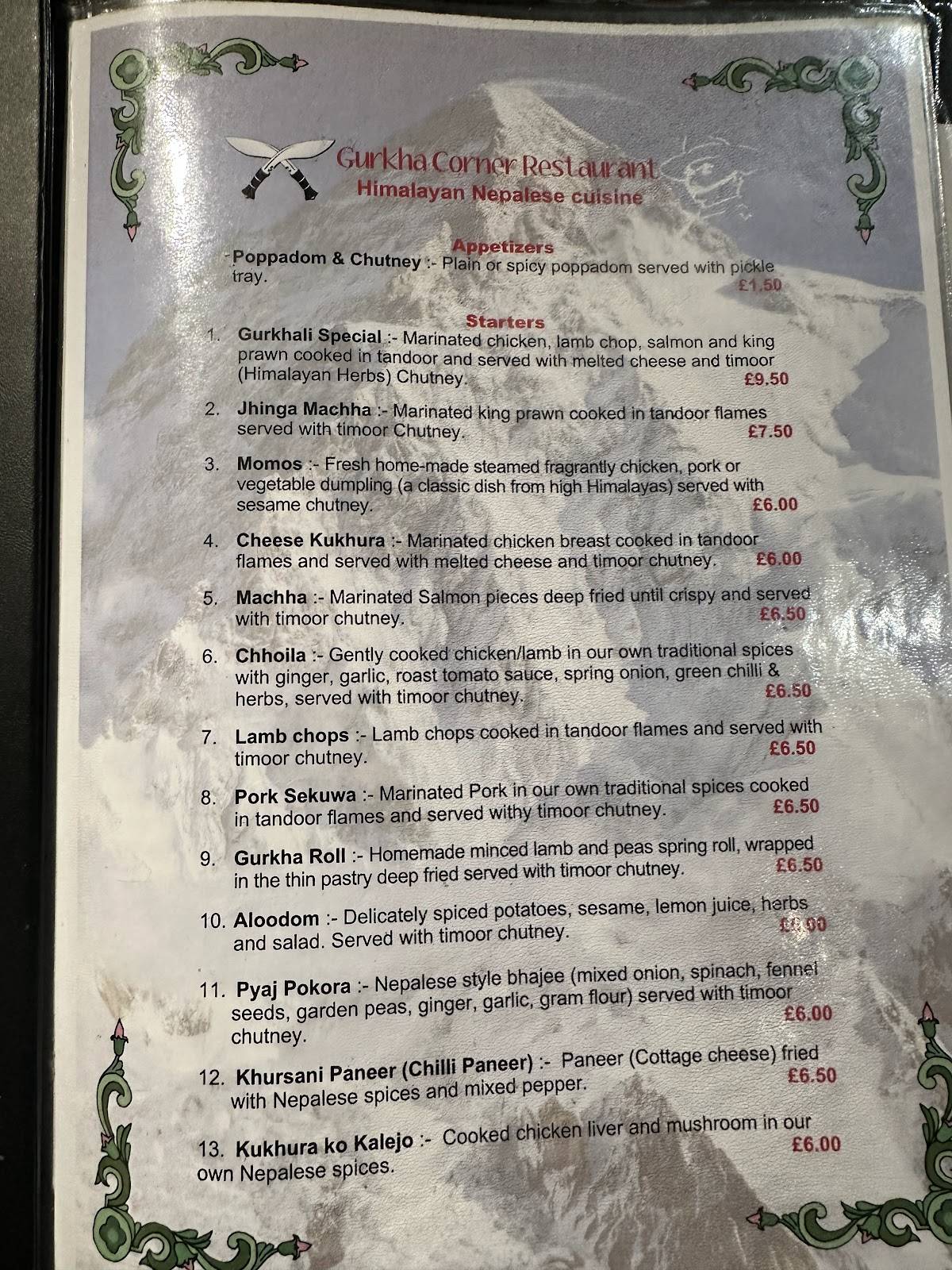 Menu at Himalayan Herbs Brecon restaurant, Brecon