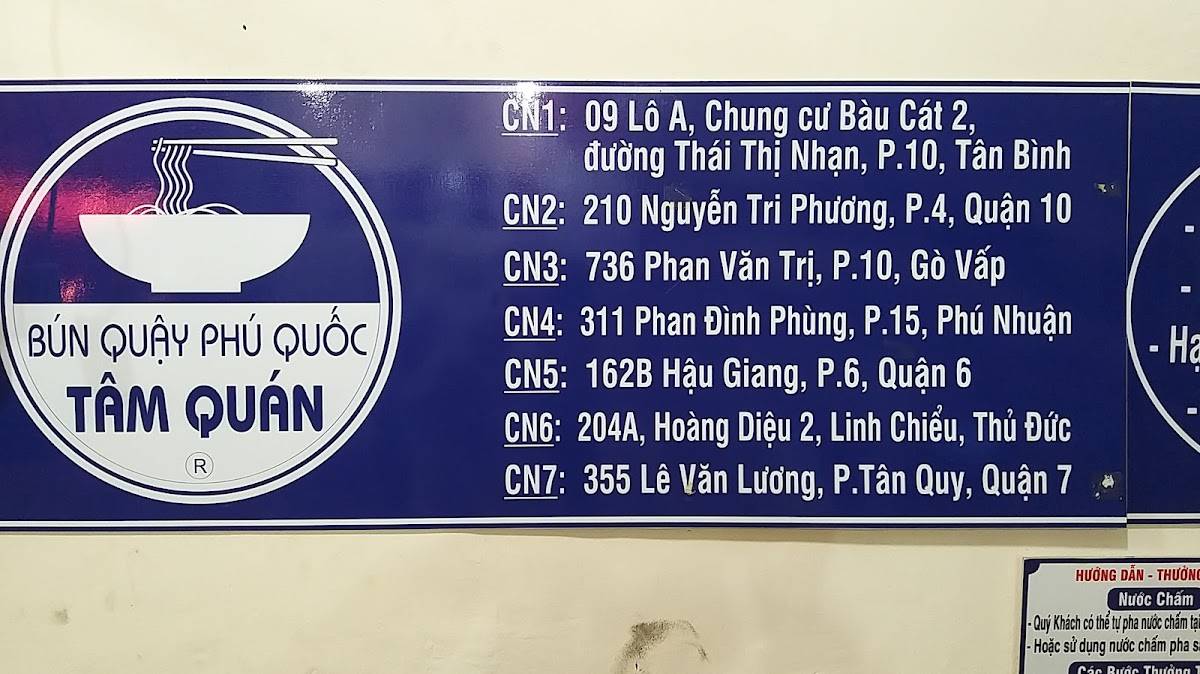 Menu at Bún Quậy Phú Quốc - Tâm Quán - Thái Thị Nhạn restaurant, Ho Chi ...