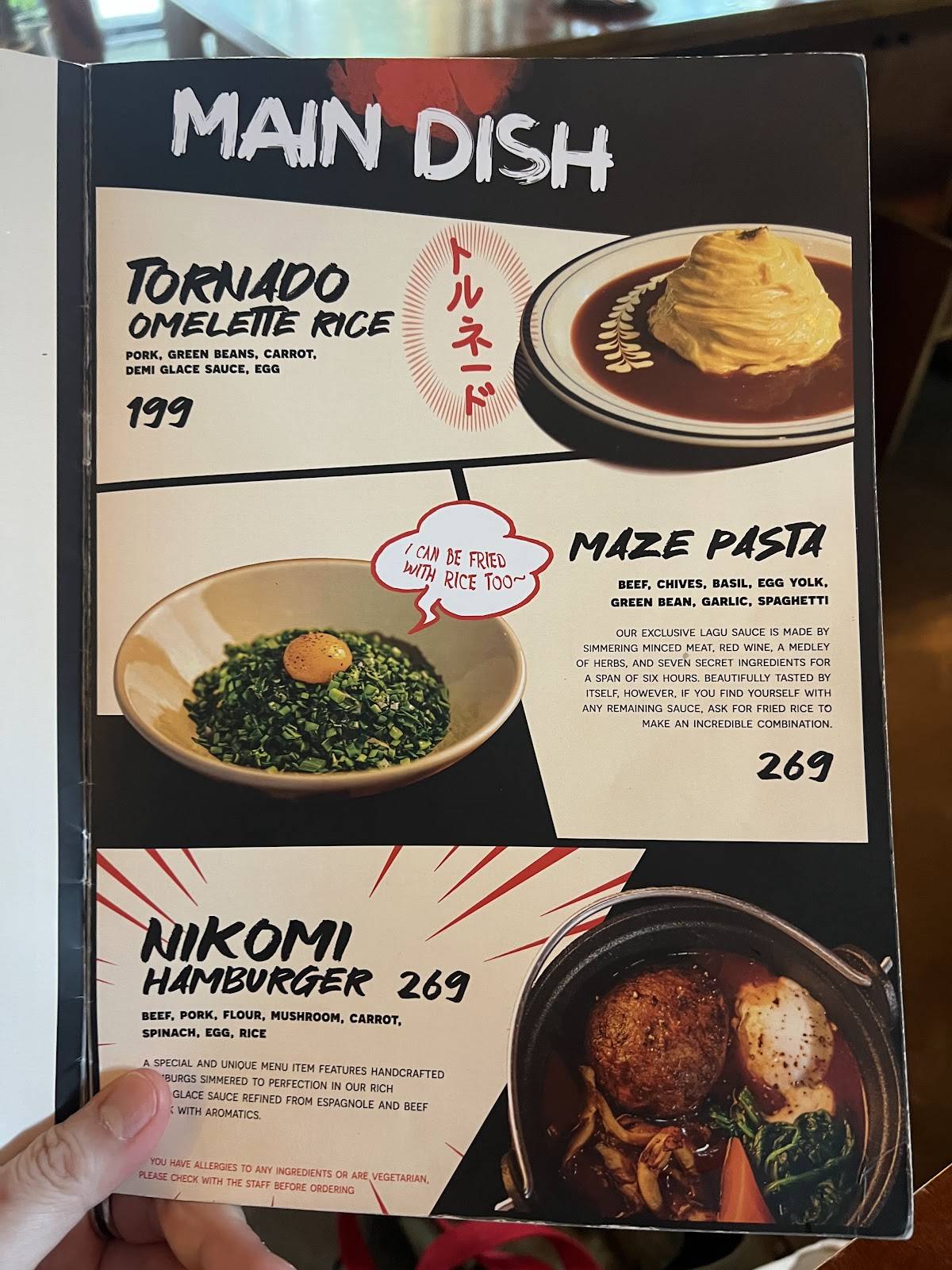 Menu at Dotori Dining restaurant, Ho Chi Minh City