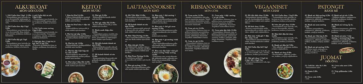 Menu at Hoa Sen Vietnamilainen Ravintola restaurant, Vantaa