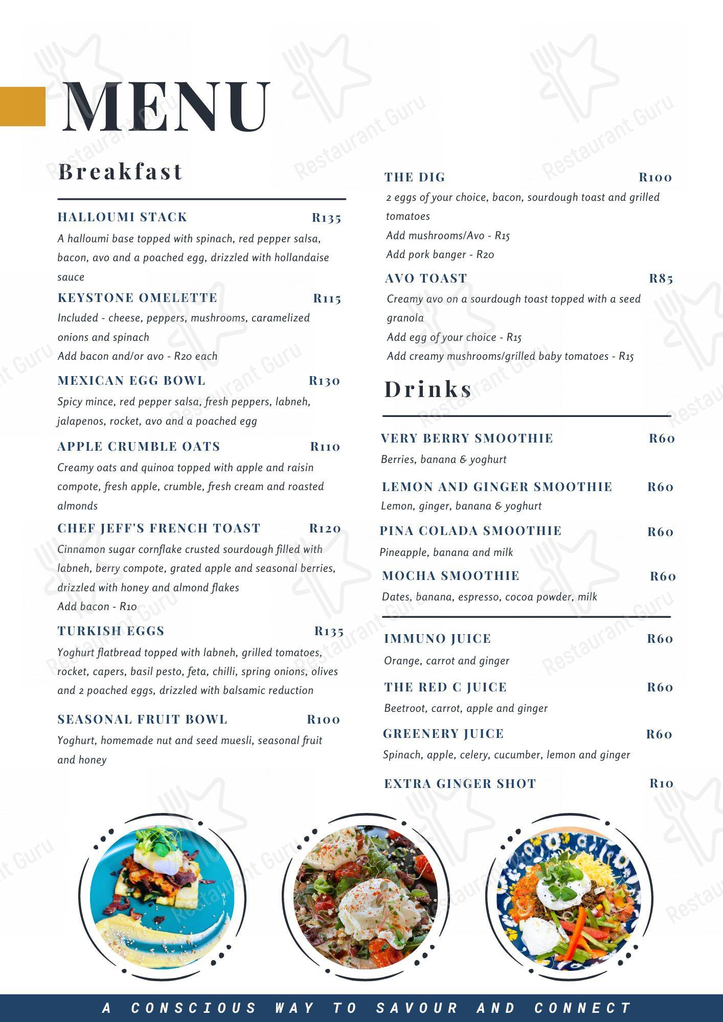 Menu at Keystone Cafe, Hoedspruit