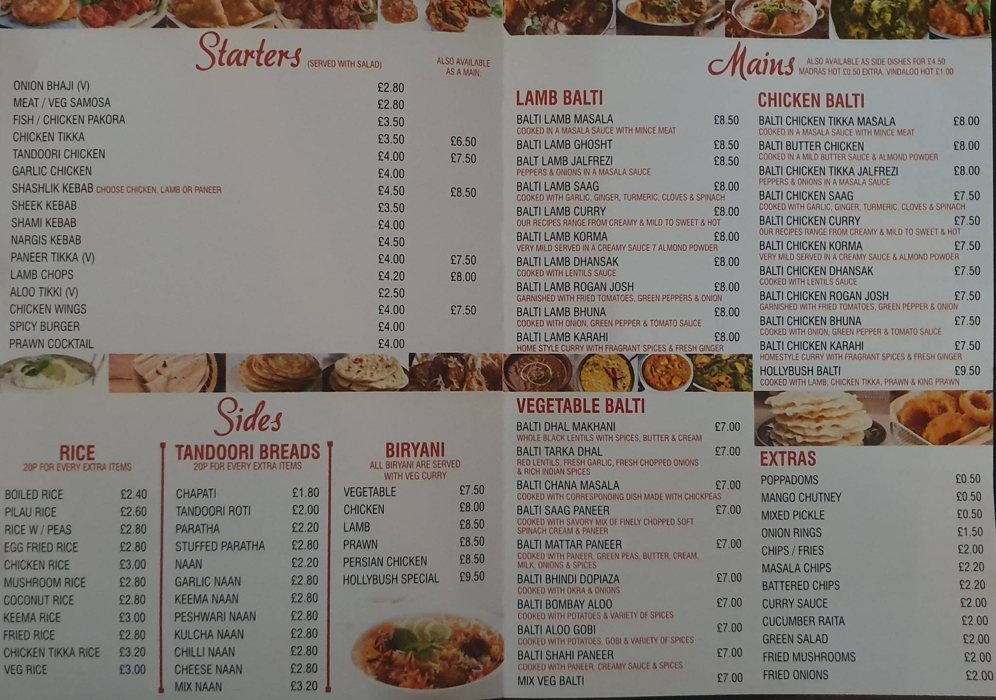 Menu at Hollybush pub & bar, Coventry, 270 Holbrook Ln