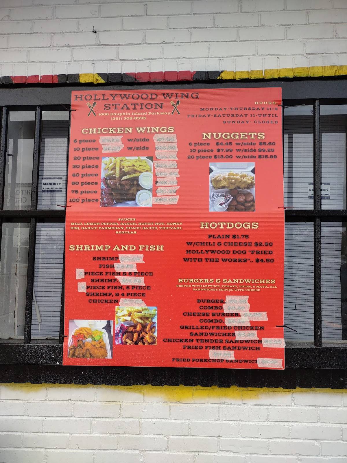 Menu at Hollywood Wing Station restaurant, Mobile