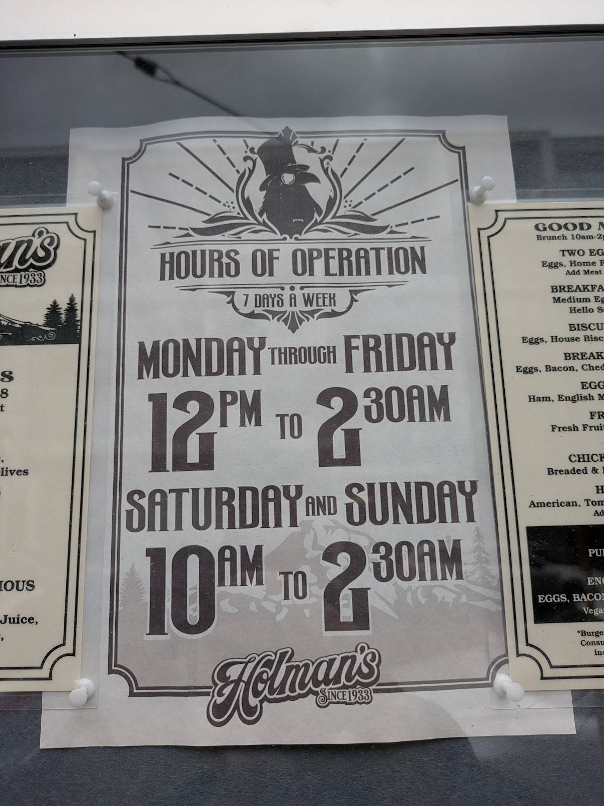 Menu at Holman's Bar & Grill, Portland