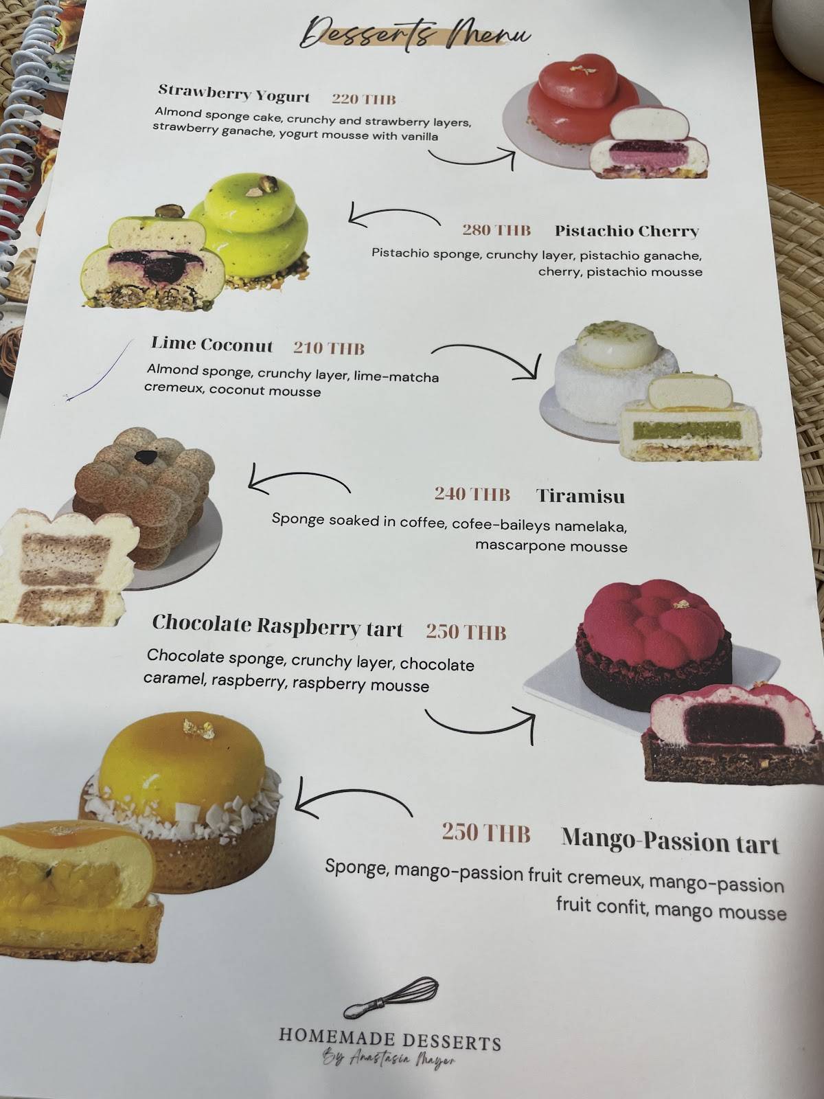 Menu at Homemade Desserts Kata, Wichit