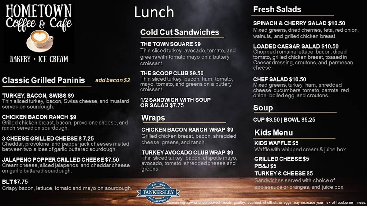 Menu at Hometown Coffee & Cafe, Berryville