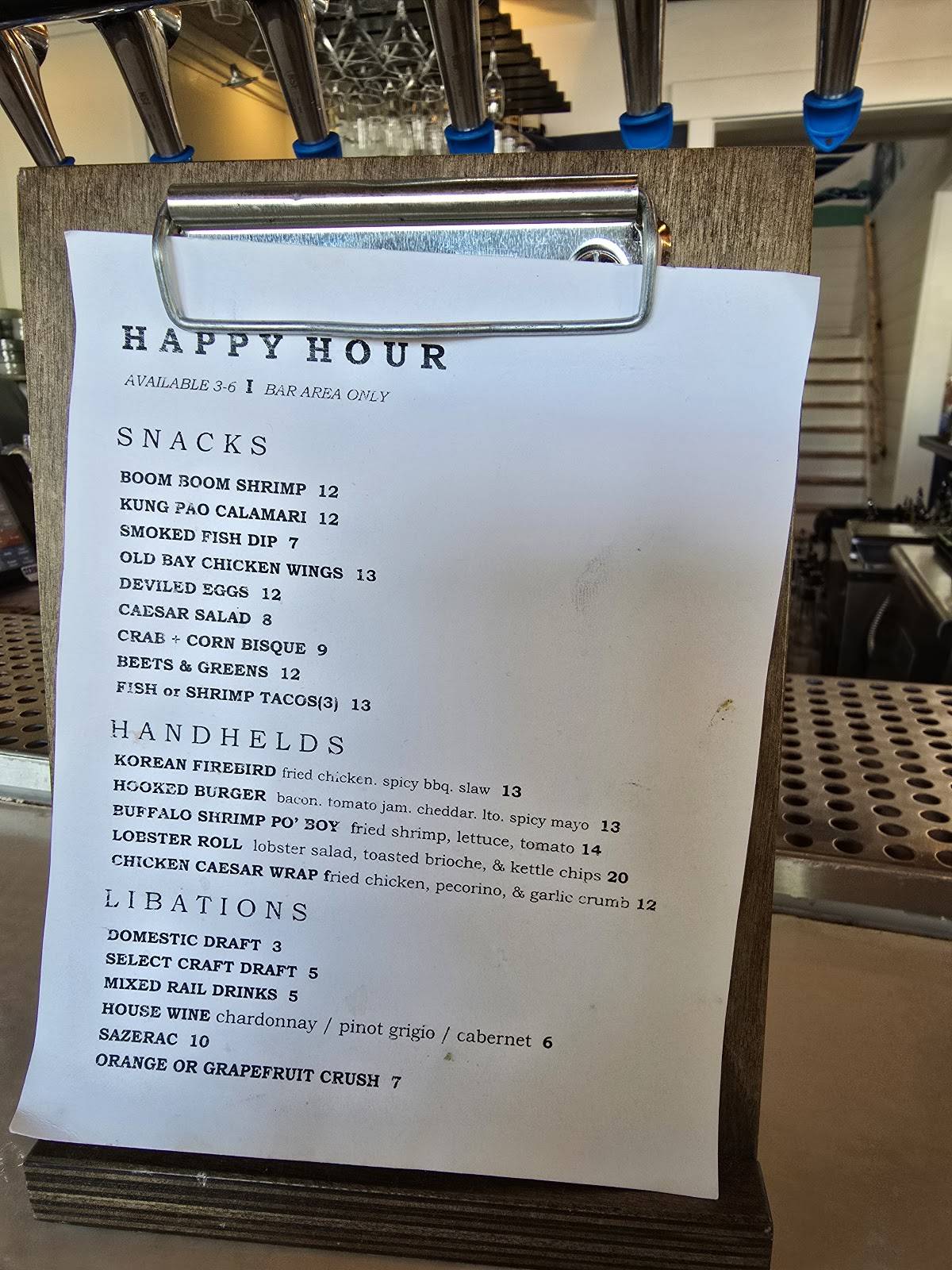 Menu at Hooked restaurant, Ocean City